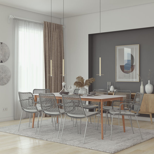 Lark Manor Ensemble de salle à manger rectangulaire en aluminium pour 8 personnes 75 po Anautica ...